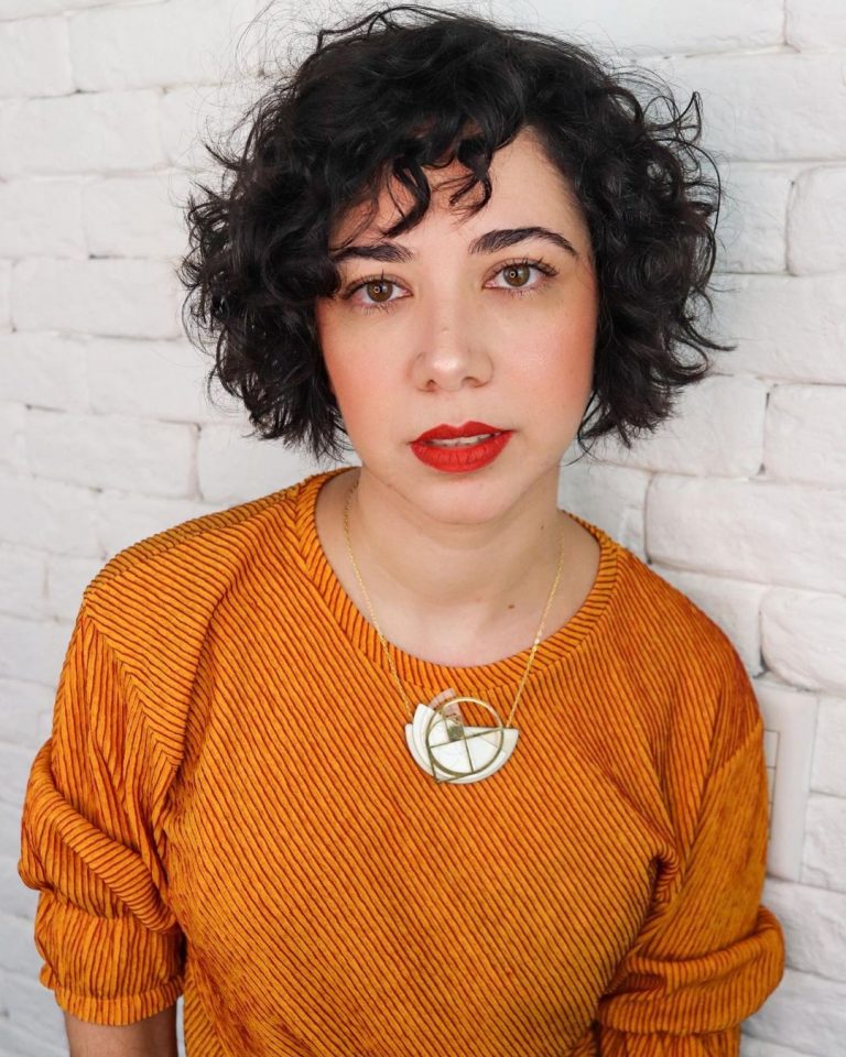 50 Short Curly Hair With Bangs Inspo Pics