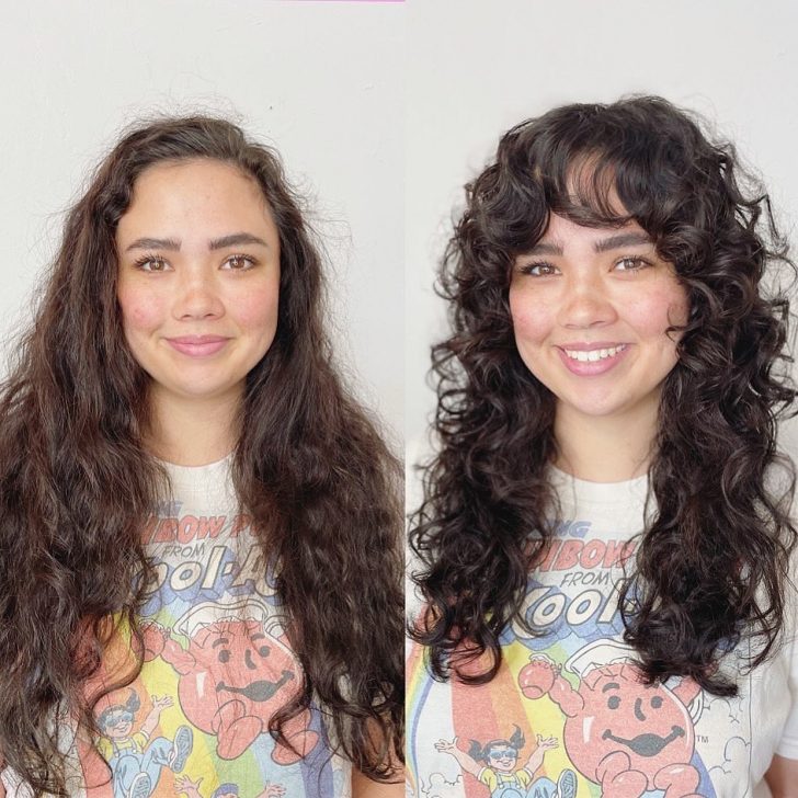 60 coiffures tendance avec frange pour les visages ronds