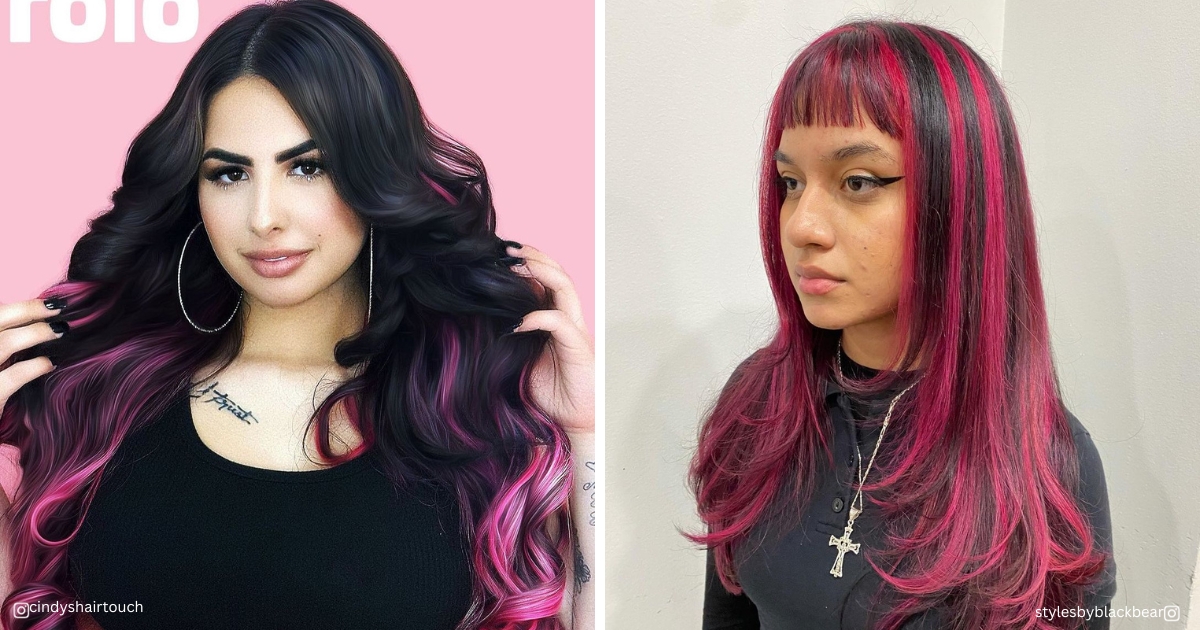 25 Spunky Pink Highlights In Black Hair Ideas To Inspire Your Next Dye Job