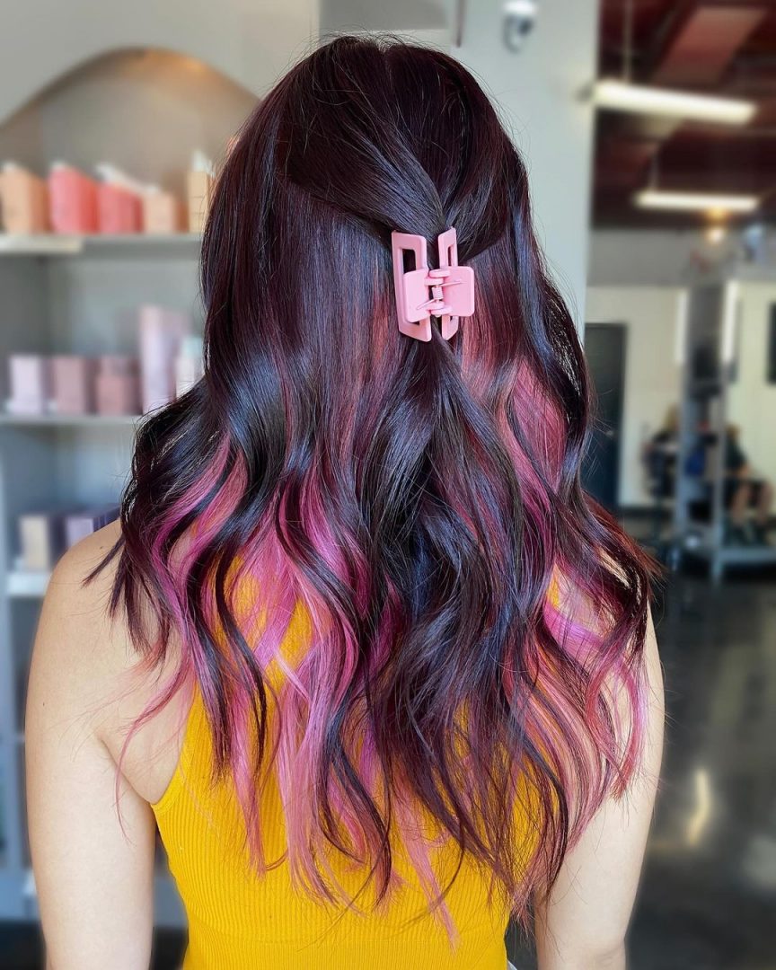 25 Spunky Pink Highlights In Black Hair Ideas To Inspire Your Next Dye Job