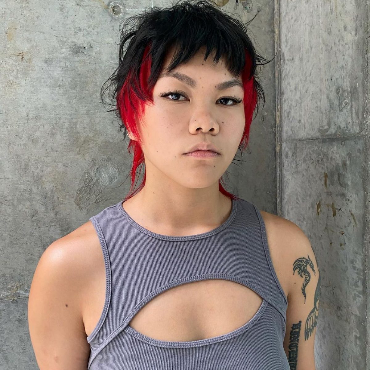 #8 Short Wolf Cut With Red Highlights - Flawless Hair