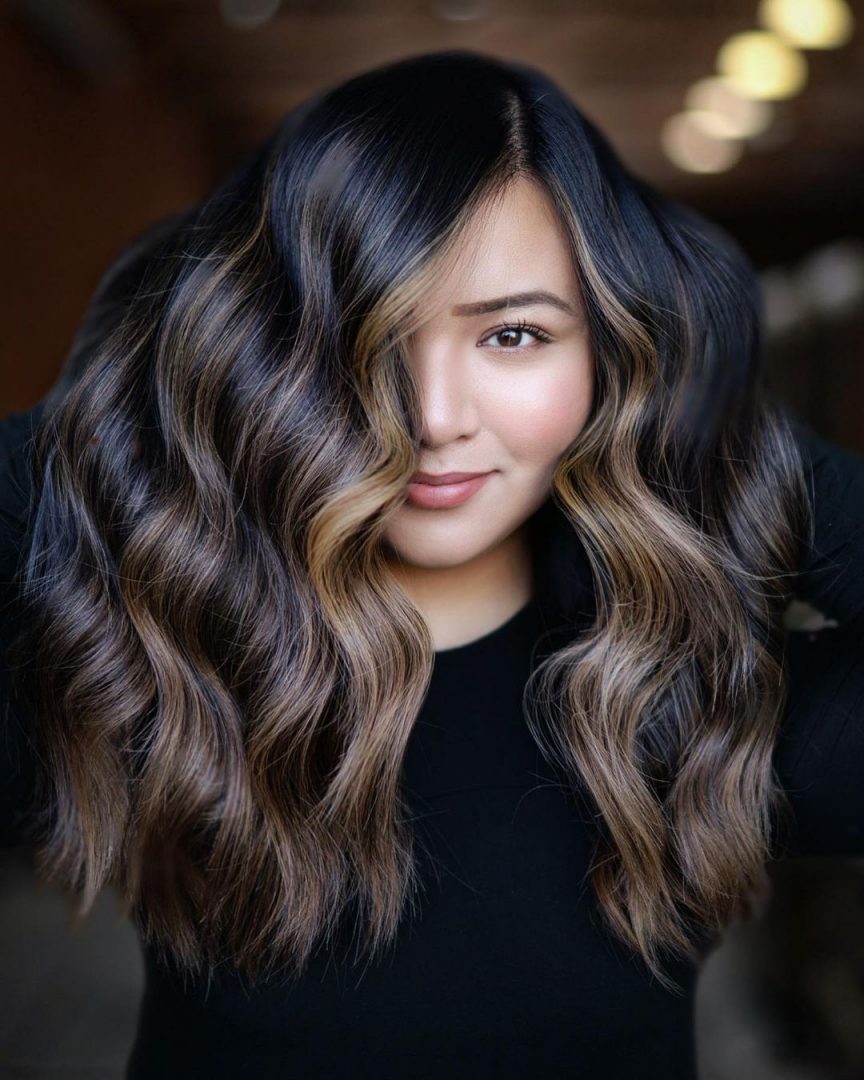 Heavy Highlights On Dark Hair Are The Bold Way To Go Brighter