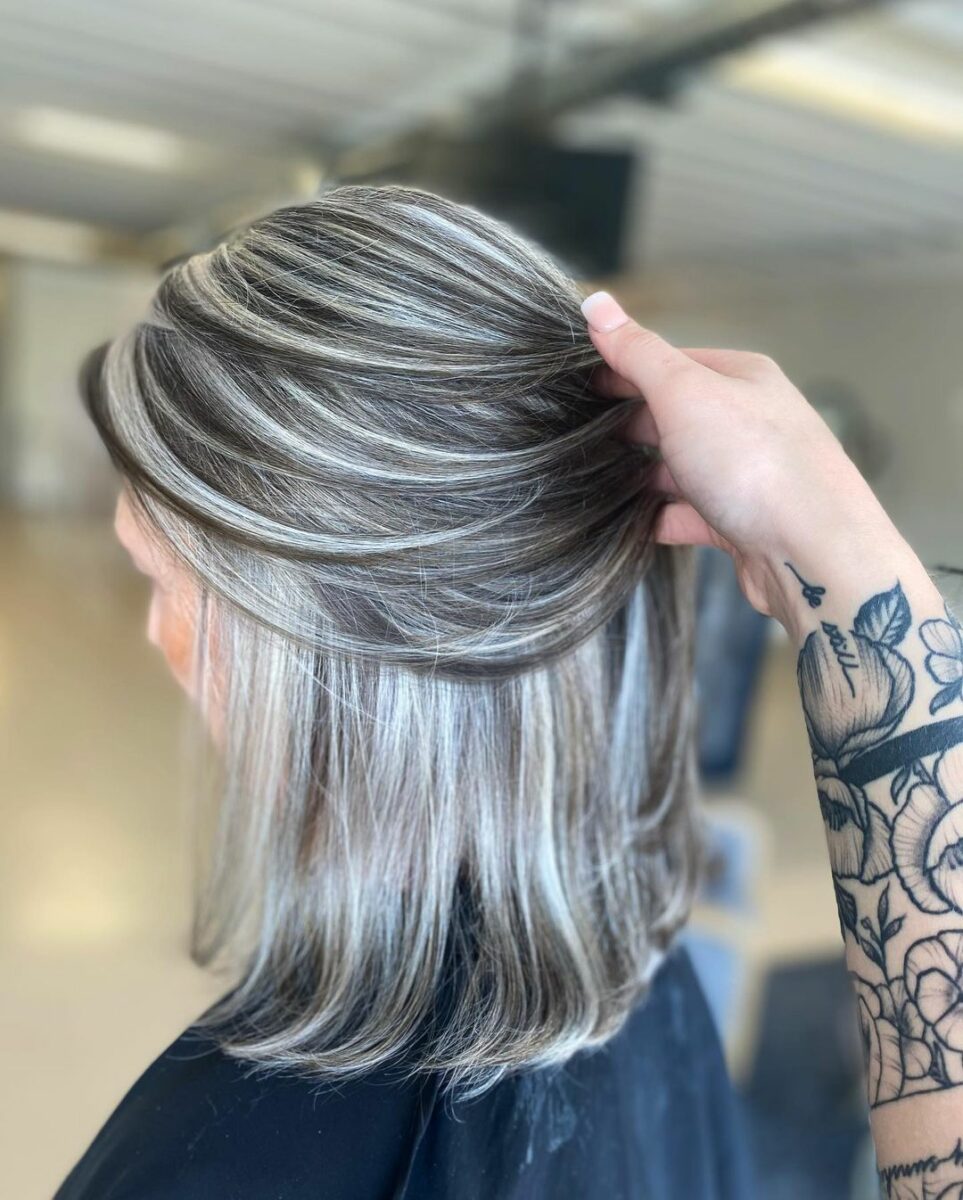 10 Blending Gray Highlights On Brown Hair Ideas For Women Over 50