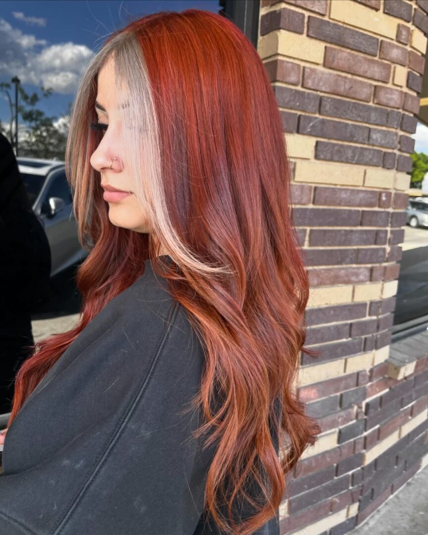 Amazing Copper Red Hair With Blonde Money Piece Gallery