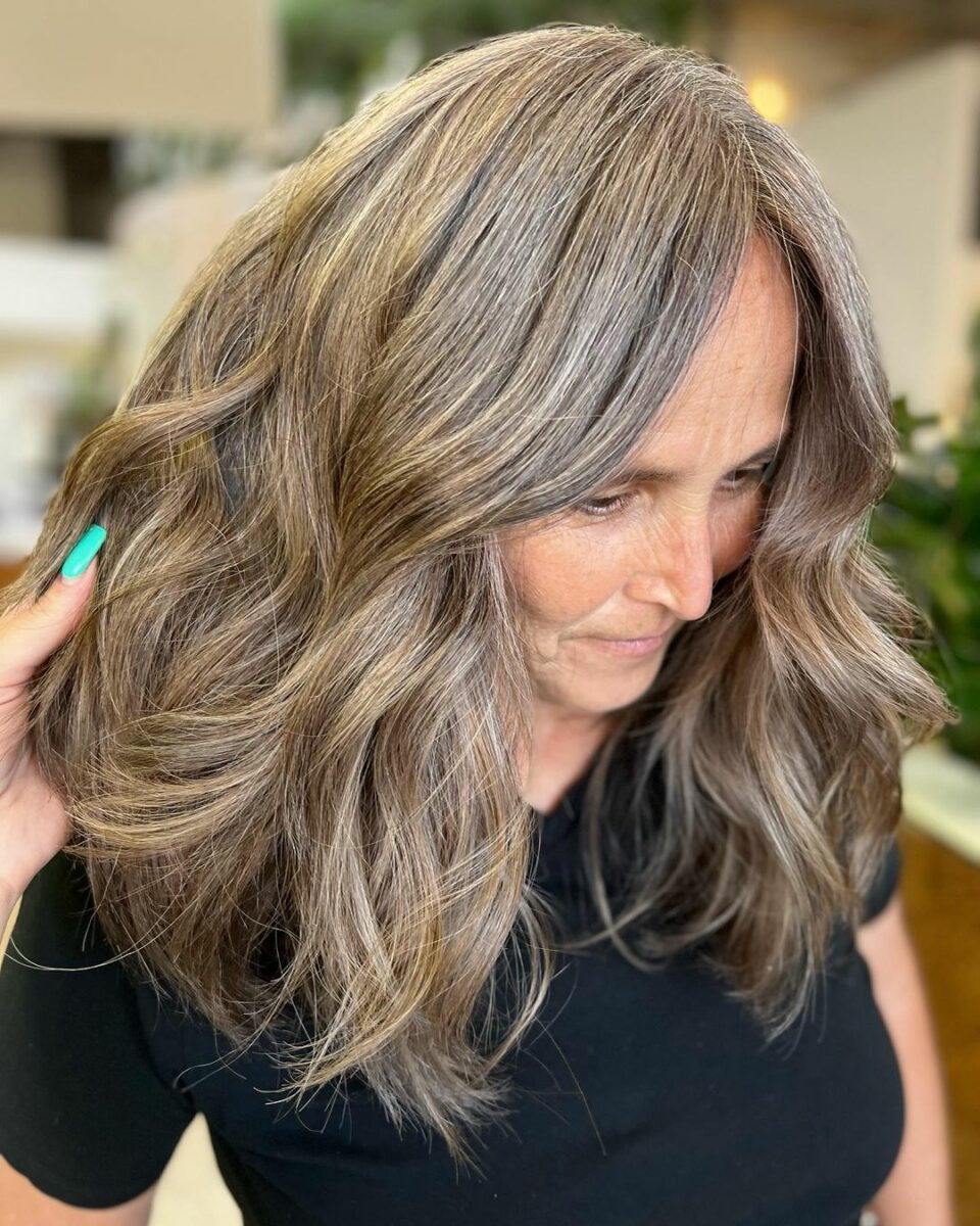 10 Blending Gray Highlights On Brown Hair Ideas For Women Over 50